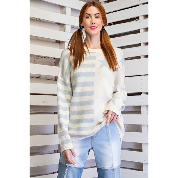 easel | Sweaters | Easel Lt Blue Ultra Soft American Flag Theme ...